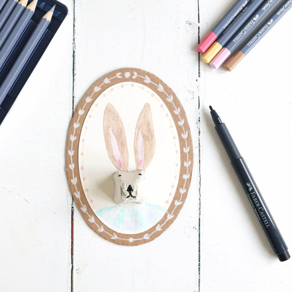 DIY Osterkarten mit Hasen aus Eierkarton bastle
